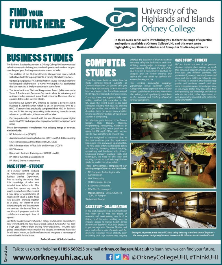 Orkney College — Find Your Future Here - The Orcadian Online
